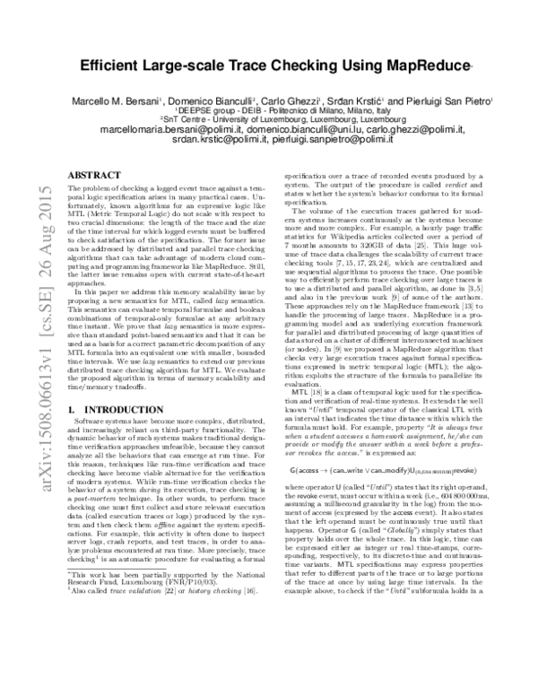 (PDF) Efficient large-scale trace checking using mapreduce