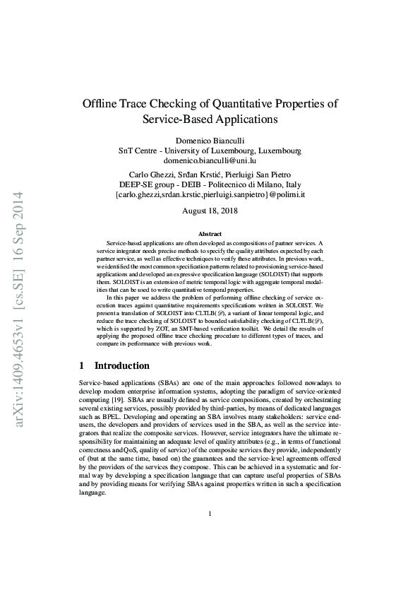 (PDF) Offline Trace Checking of Quantitative Properties of Service-Based Applications