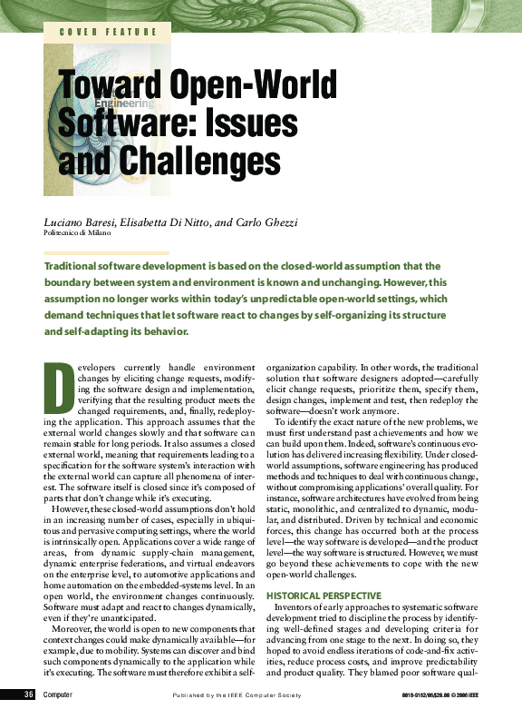 (PDF) Toward open-world software: Issues and challenges