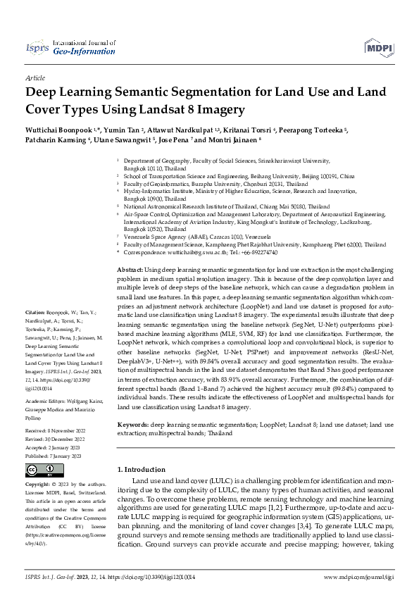 Pdf Deep Learning Semantic Segmentation For Land Use And Land Cover Types Using Landsat 8 Imagery
