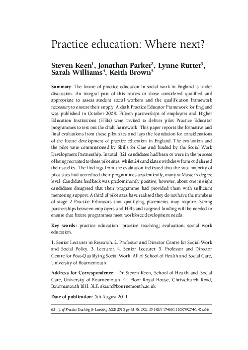 (PDF) Practice education