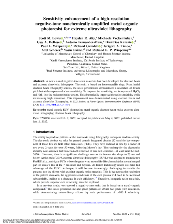 (PDF) Sensitivity enhancement of a high-resolution negative-tone ...