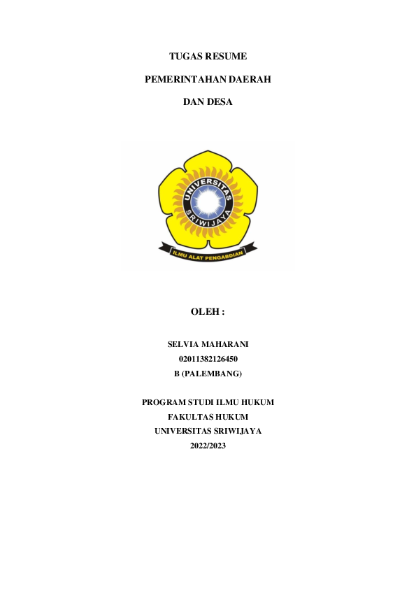 RESUME BUKU “ADMINISTRASI PEMERINTAHAN DESA DI INDONESIA” BY Muhamad Mu’iz Raharjo, S.S. T.P., M.Si.
