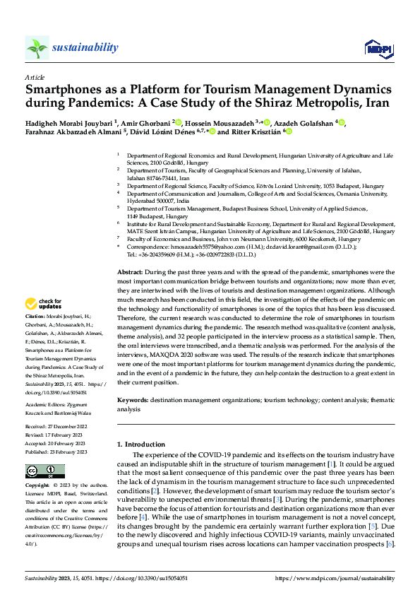 (PDF) Smartphones as a Platform for Tourism Management Dynamics during ...