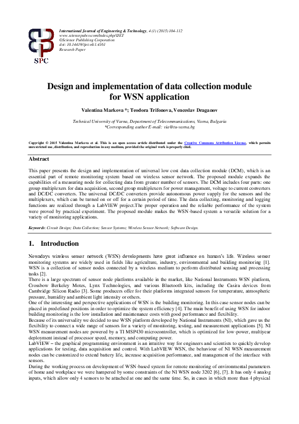 (PDF) Design and implementation of data collection module for WSN ...