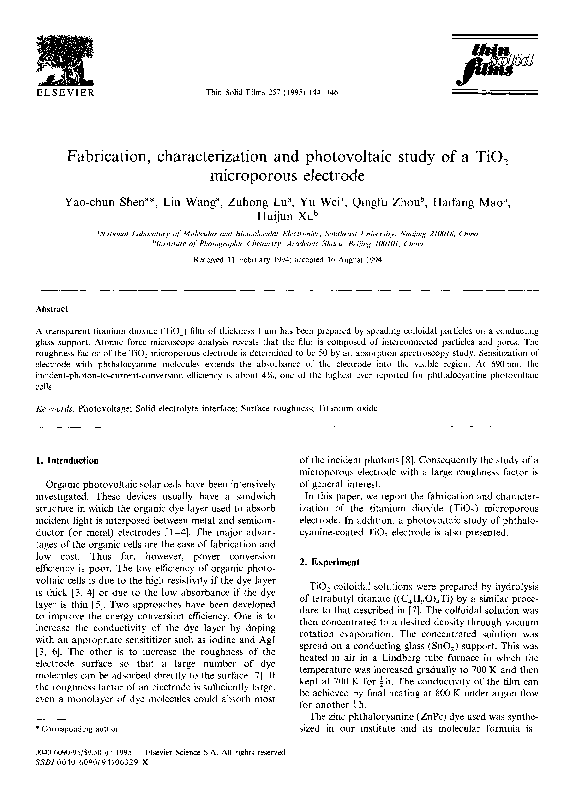 (PDF) Fabrication, characterization and photovoltaic study of a GaTSPc ... (PDF) Fabrication, characterization and photovoltaic study of a GaTSPc ...