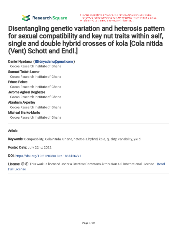(PDF) Disentangling genetic variation and heterosis pattern for sexual ...