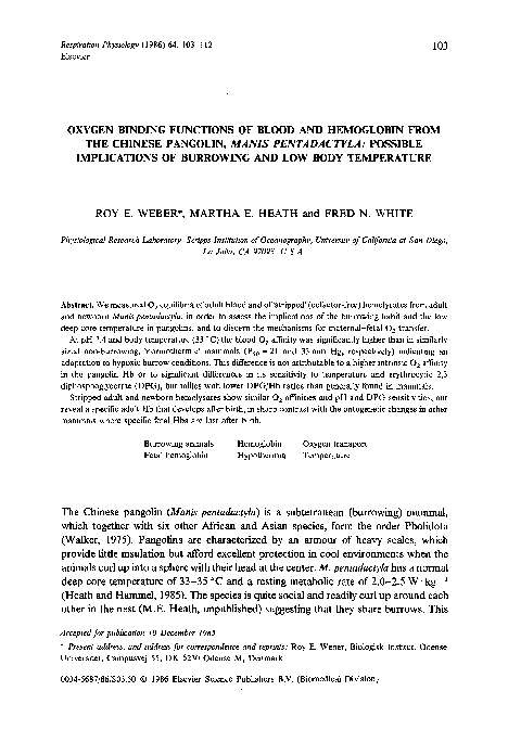 (PDF) Oxygen binding functions of blood and hemoglobin from the Chinese ...