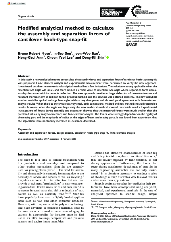 (PDF) Modified analytical method to calculate the assembly and separation forces of cantilever ...