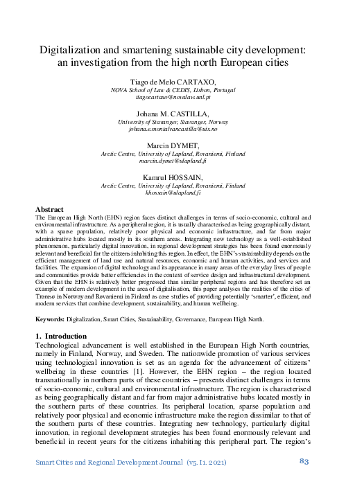 (PDF) Digitalization and smartening sustainable city development: an ...