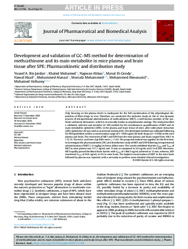 (PDF) Development and validation of GC-MS method for determination of ...
