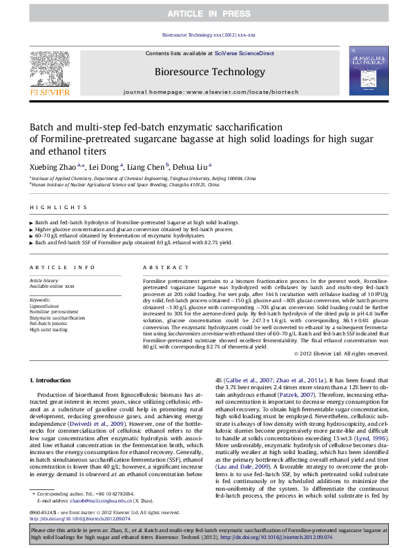 (PDF) Batch and multi-step fed-batch enzymatic saccharification of Formiline-pretreated ...