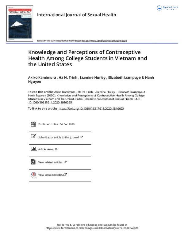 (PDF) Knowledge and Perceptions of Contraceptive Health Among College ...