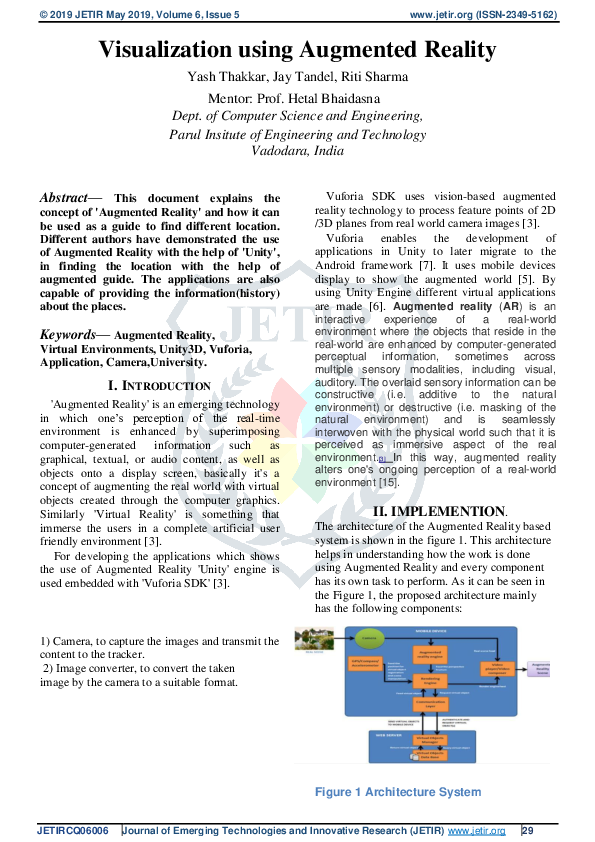 (PDF) Visualization using Augmented Reality