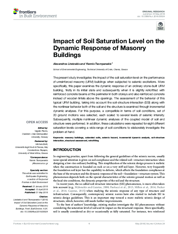 (PDF) Impact of Soil Saturation Level on the Dynamic Response of ...
