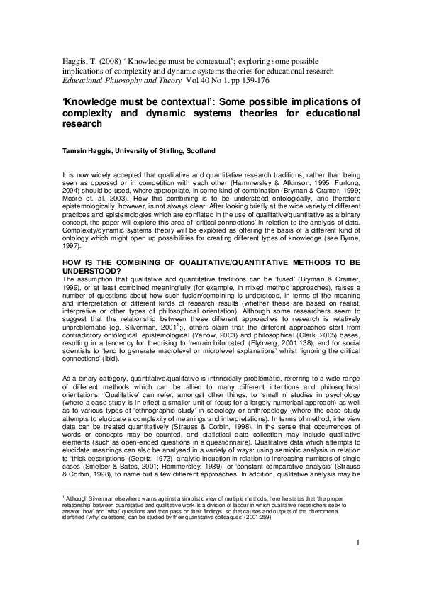(PDF) ‘Knowledge Must Be Contextual’: Some possible implications of ...