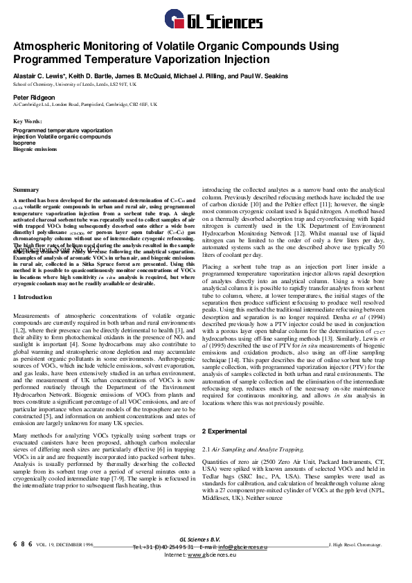(PDF) Atmospheric monitoring of volatile organic compounds using programmed temperature ...