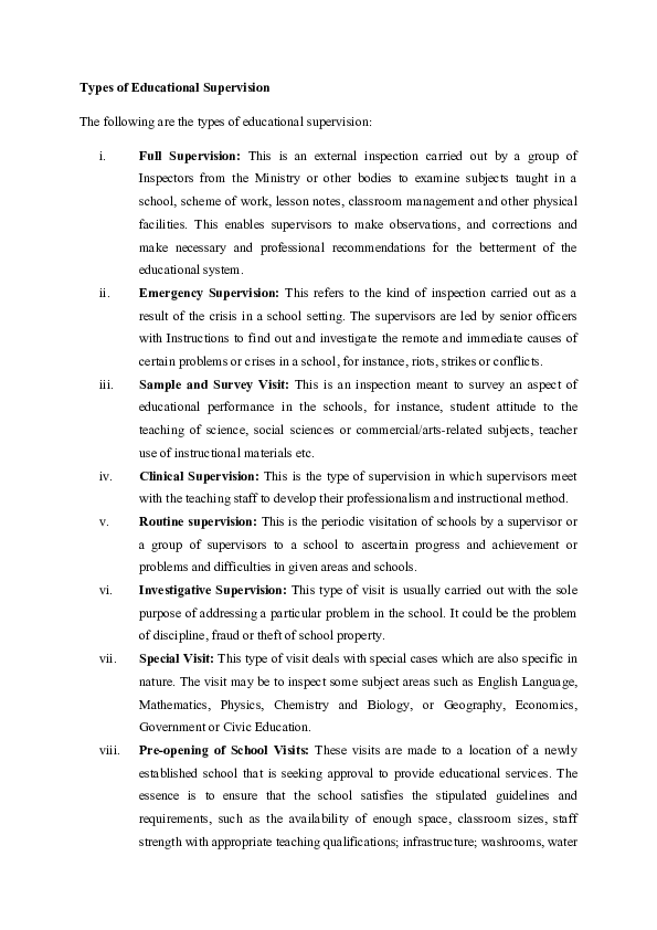 DOC Types Of Educational Supervision Moses Adeleke ADEOYE doc-types-of-educational-supervision-moses-adeleke-adeoye