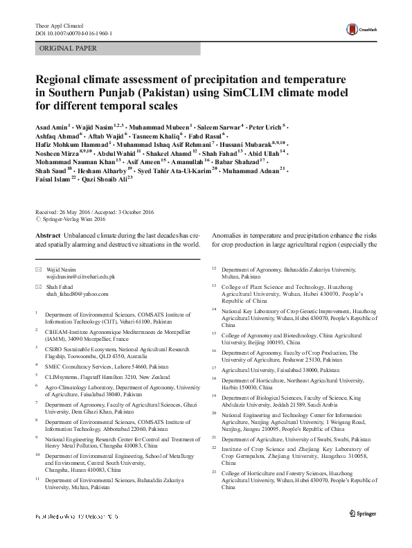 (PDF) Regional climate assessment of precipitation and temperature in ...