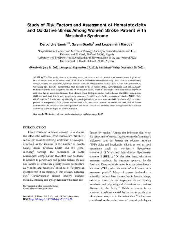 (PDF) Study of Risk Factors and Assessment of Hematotoxicity and ...