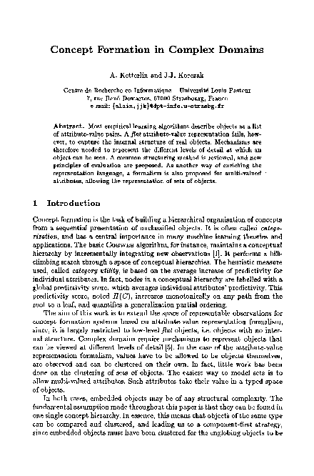 (PDF) Concept formation in complex domains