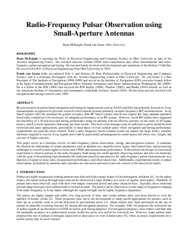 (PDF) Radio-Frequency Pulsar Observation using Small-Aperture Antennas