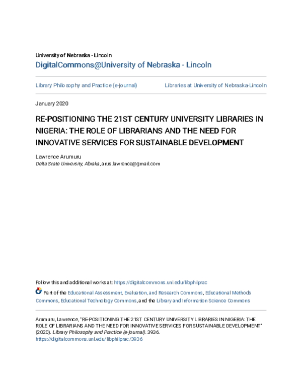 (PDF) Re positioning the 21st Century University Libraries in Nigeria