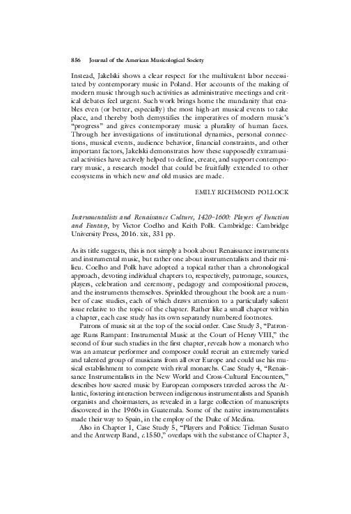 (PDF) Review: Instrumentalists and Renaissance Culture, 1420–1600 ...