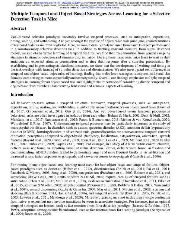 Pdf Multiple Temporal And Object Based Strategies Across Learning For 3511