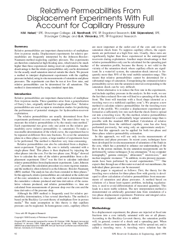 (PDF) Three-Phase Relative Permeabilities from Displacement Experiments ...