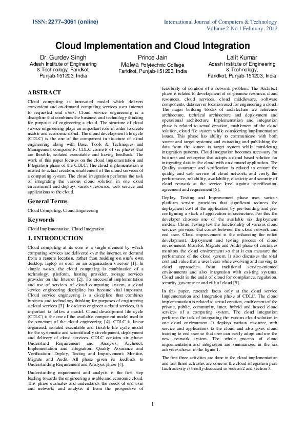 (PDF) Cloud Implementation and Cloud Integration