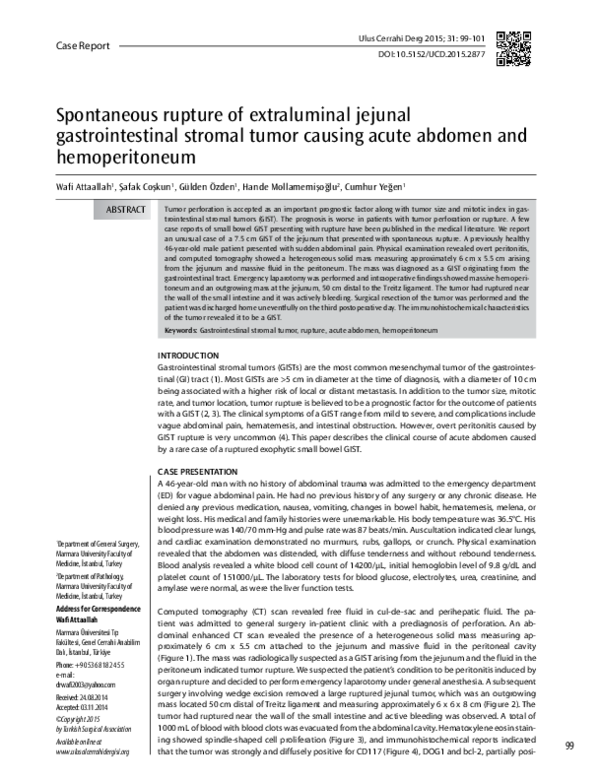 (PDF) Spontaneous rupture of extraluminal jejunal gastrointestinal ...