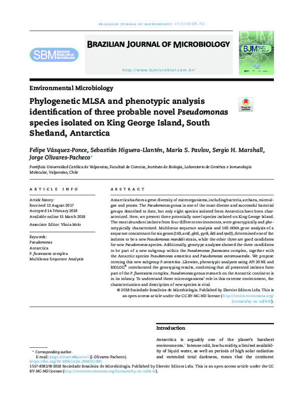 (PDF) Novel Pseudomonas Species from Antarctica