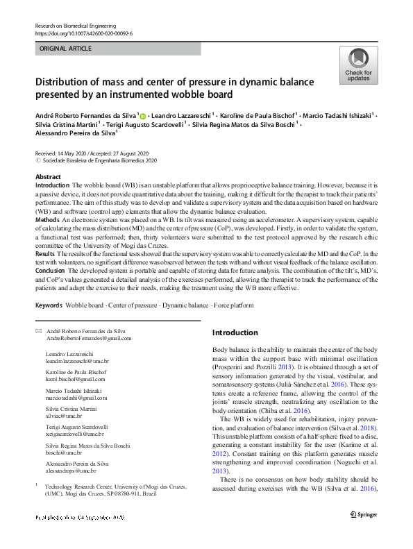 (PDF) Distribution of mass and center of pressure in dynamic balance ...