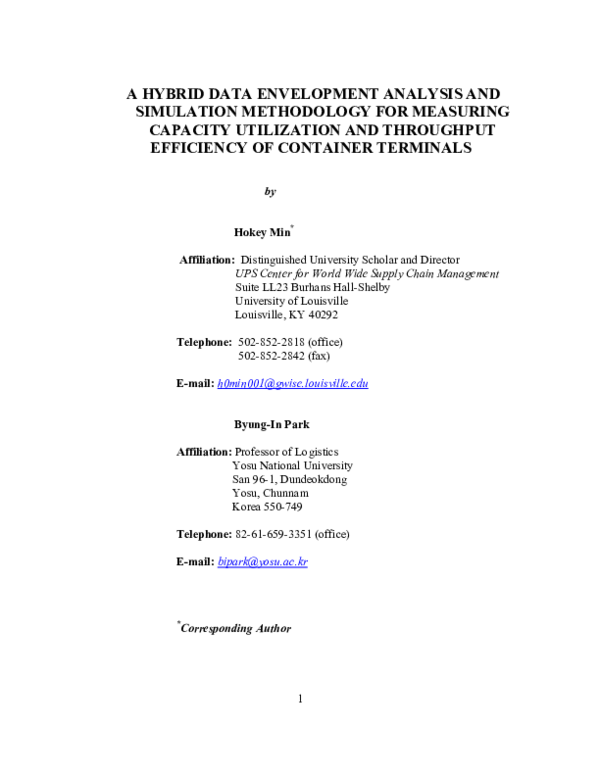 Pdf A Hybrid Data Envelopment Analysis And Simulation Methodology For