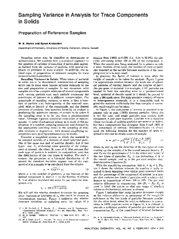 (PDF) Sampling variance in analysis for trace components in solids. Preparation of reference samples