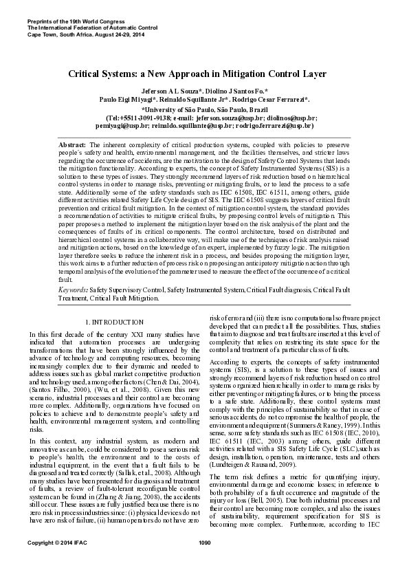 (PDF) Critical Systems: a New Approach in Mitigation Control Layer