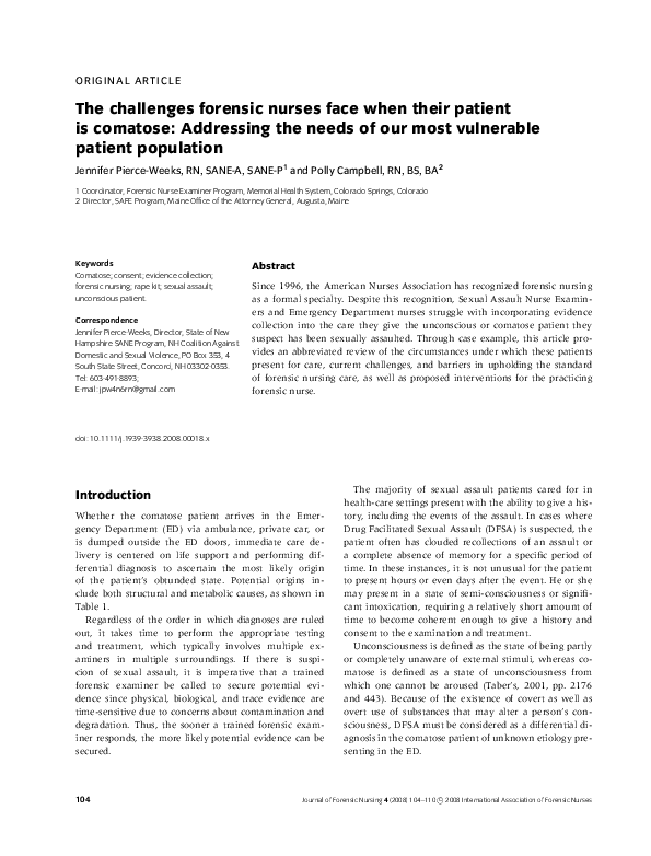 (PDF) The challenges forensic nurses face when their patient is ...