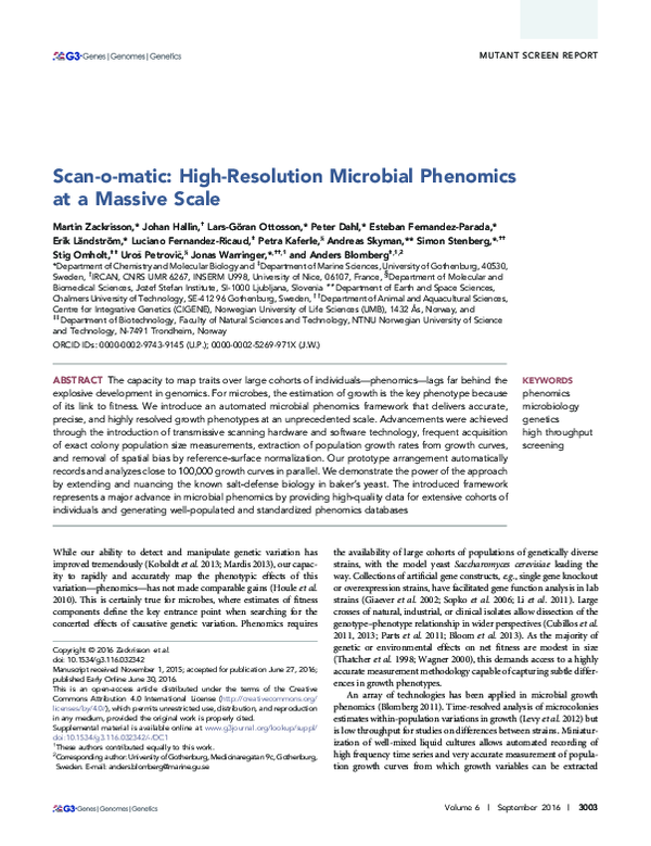 (PDF) Scan-o-matic: high-resolution microbial phenomics at a massive scale