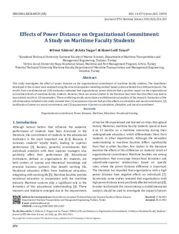 (PDF) Effects of Power Distance on Organizational Commitment: A Study ...