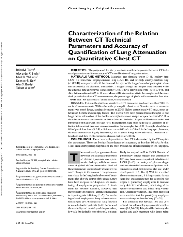 (PDF) Characterization of the Relation Between CT Technical Parameters and Accuracy of ...