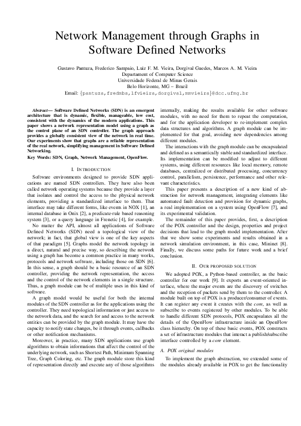 (PDF) Network management through graphs in Software Defined Networks