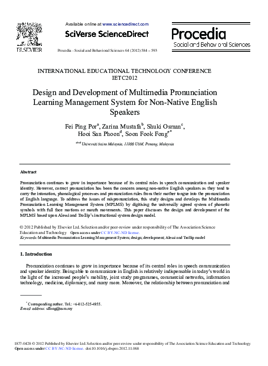 (PDF) Design and Development of Multimedia Pronunciation Learning ...