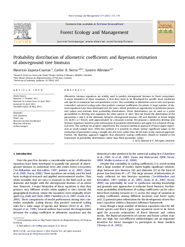 (PDF) Probability distribution of allometric coefficients and Bayesian ...