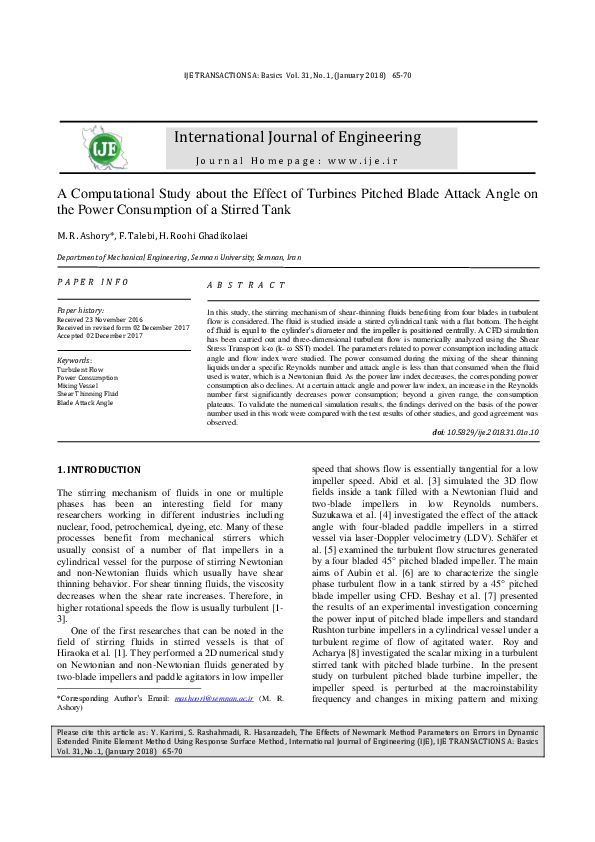 (PDF) A Computational Study about the Effect of Turbines Pitched Blade ...