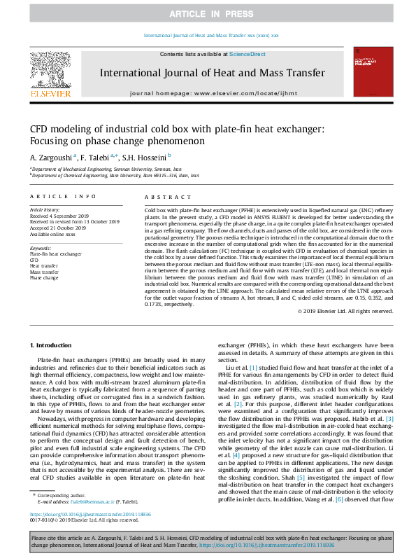 (PDF) CFD modeling of industrial cold box with plate-fin heat exchanger: Focusing on phase ...