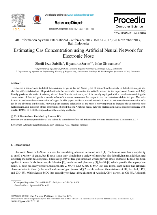 (PDF) Estimating Gas Concentration using Artificial Neural Network for Electronic Nose