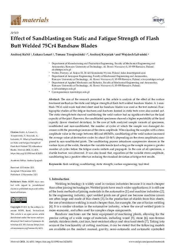 (PDF) Effect of Sandblasting on Static and Fatigue Strength of Flash ...
