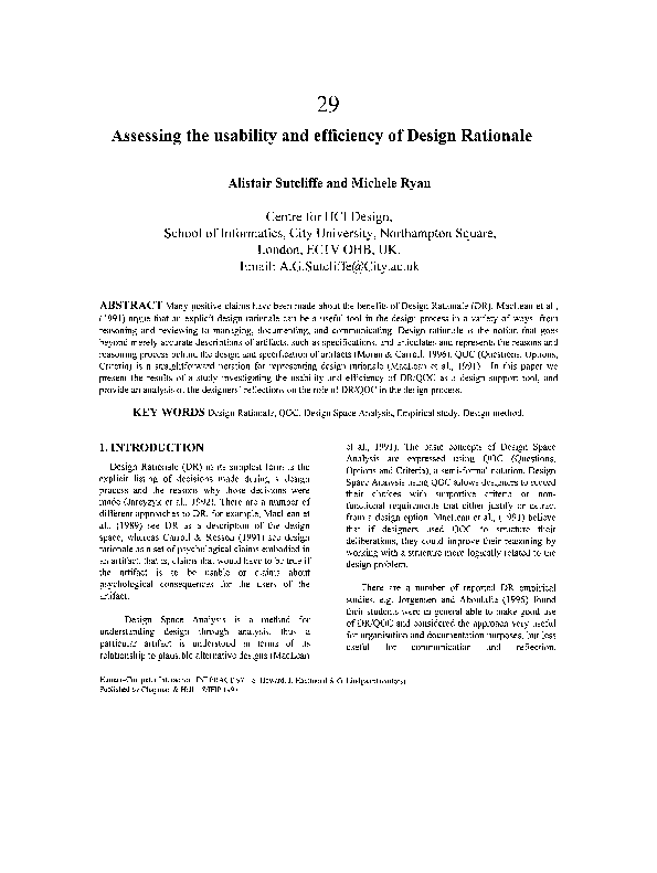 (PDF) Assessing the usability and efficiency of Design Rationale