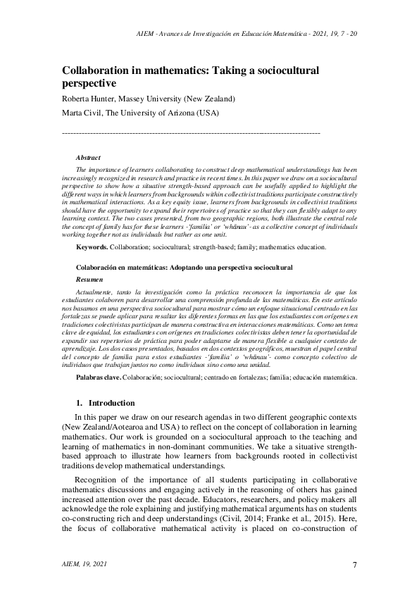 (PDF) Collaboration in mathematics